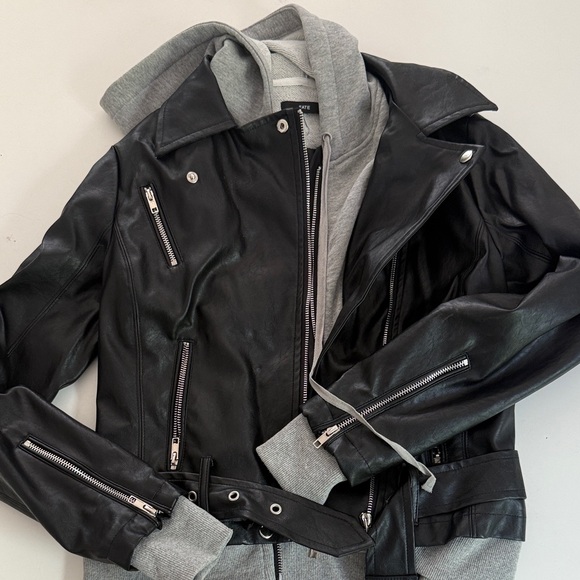 Fate | Jackets & Coats | Fate Black Faux Leather Jacket With Gray ...